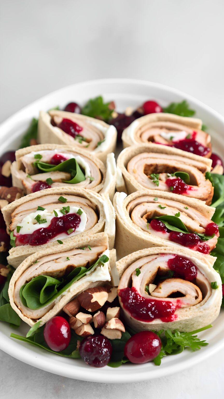 Turkey and Cranberry Pinwheels with Whole Wheat
