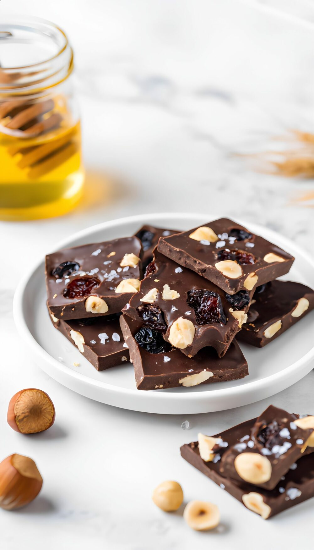 Elegant Plum Hazelnut Dark Chocolate Squares