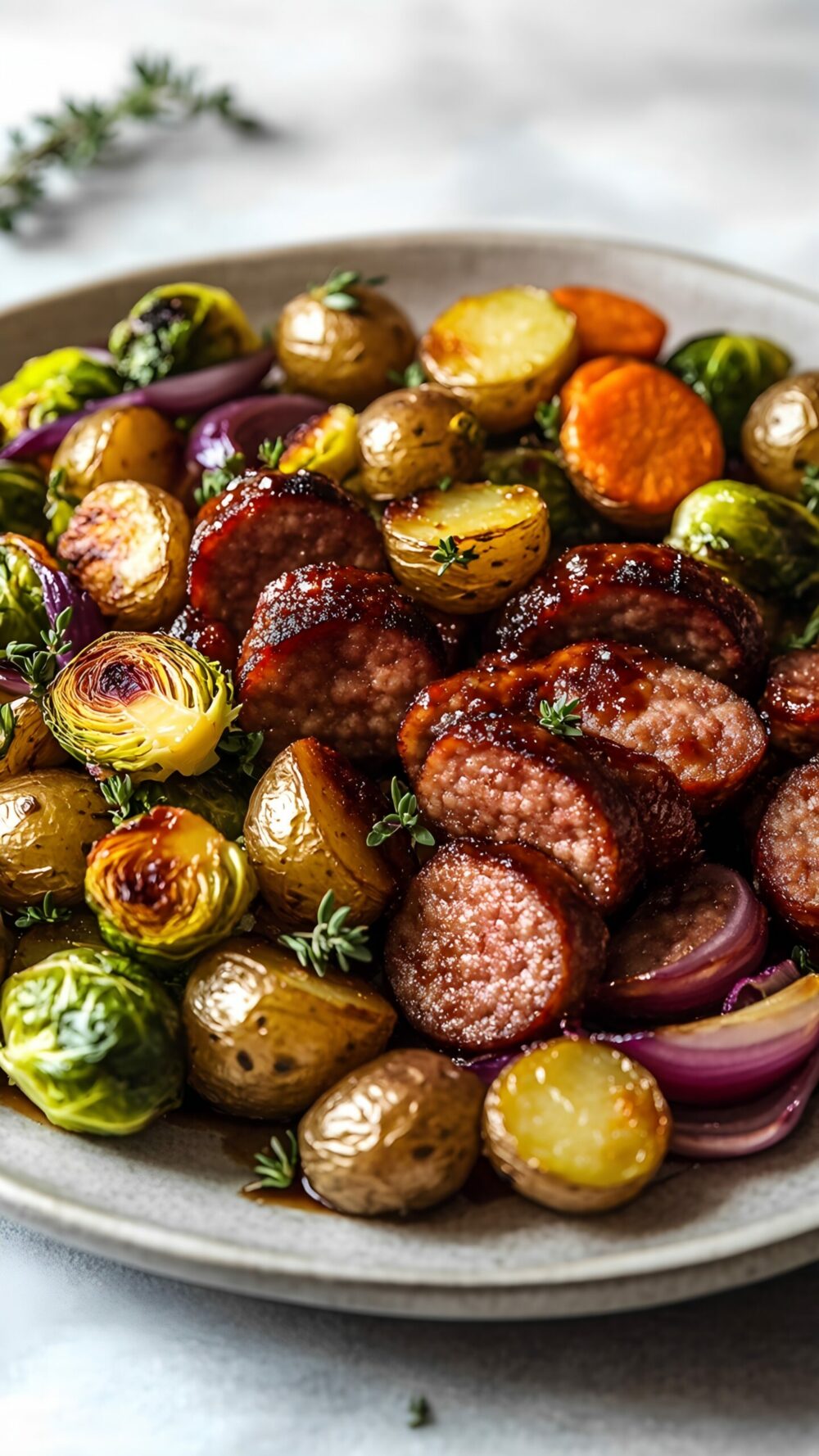 Maple-Dijon Sausage & Veggies – Sheet Pan Dinner