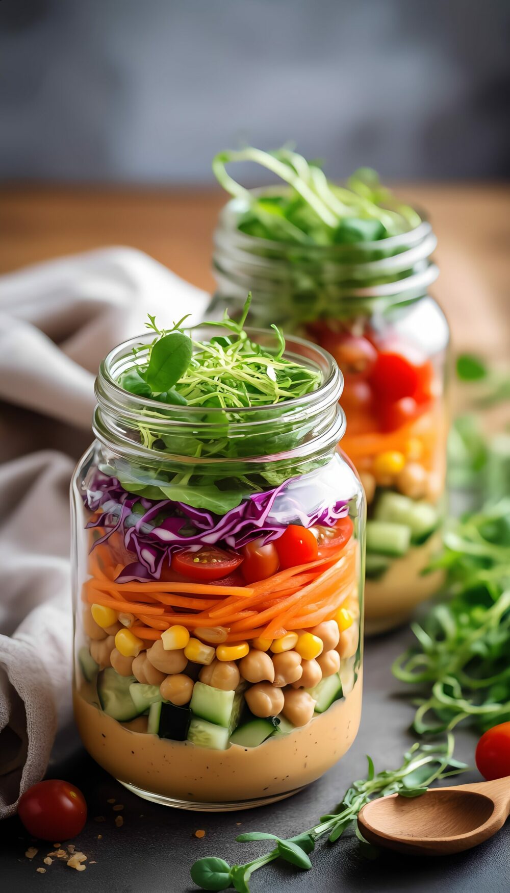 Mason Jar Rainbow Salads – A Colorful, Zero-Waste Earth Day Meal