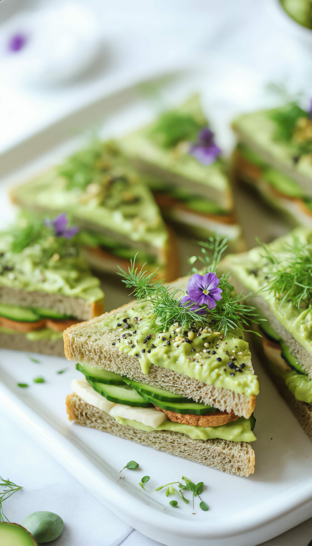 Matcha Avocado Tea Sandwiches—Sprouted Bread for Mom