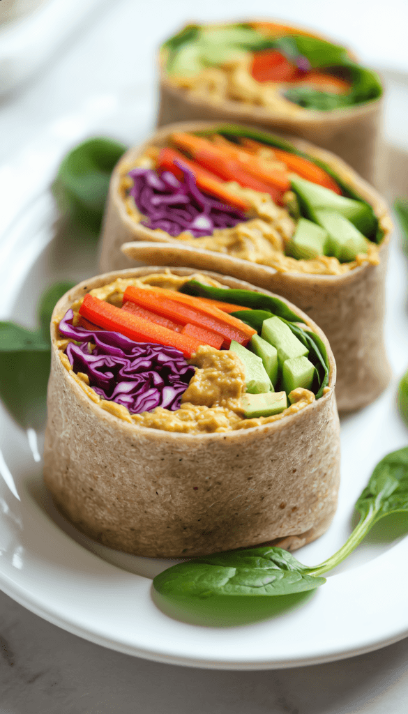 Rainbow Veggie Hummus Wraps – Plant-Based Earth Day Meal