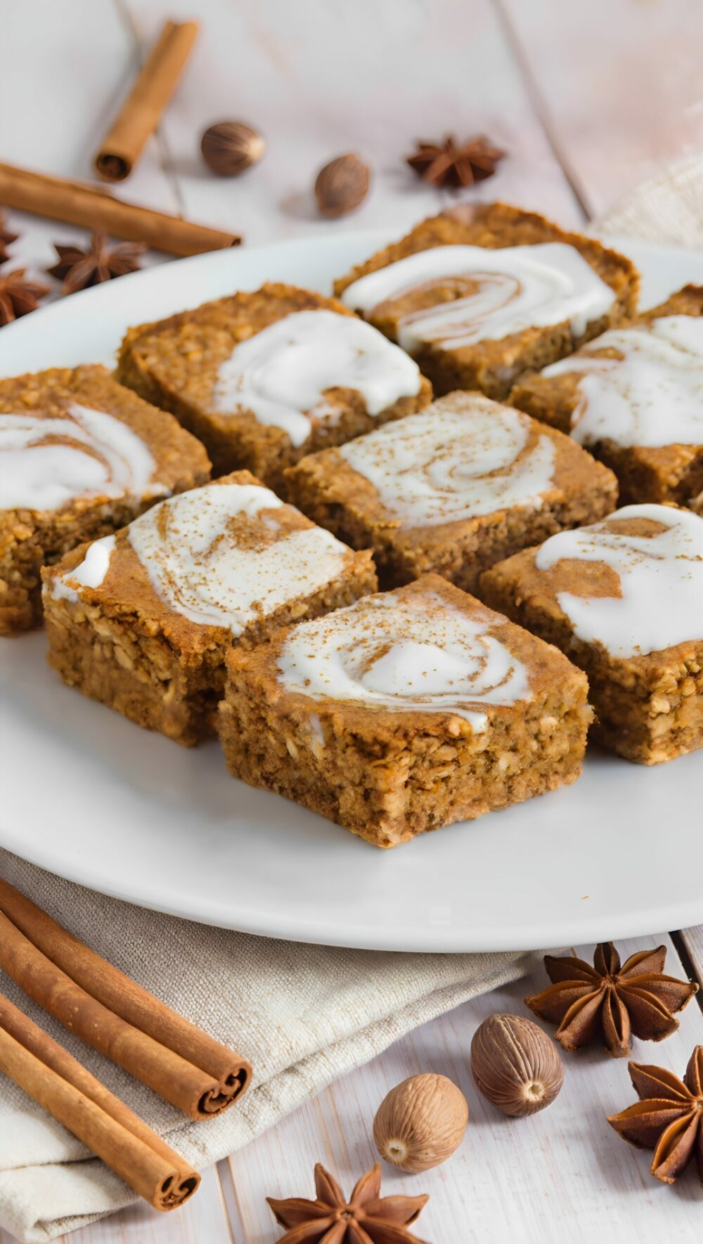 Pumpkin Oatmeal Bars with Yogurt Swirl – Fall Bar