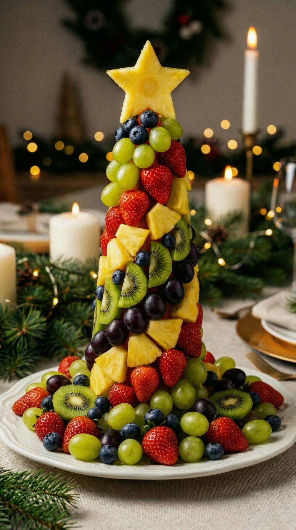 Cone-Shaped Fruit Christmas Tree – Festive Holiday Platter